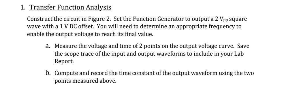 1. Transfer Function Analysis Construct the circuit | Chegg.com