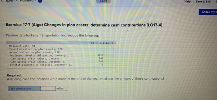 Solved del Foffie WOIK Saved Help Save & Exit Check my | Chegg.com