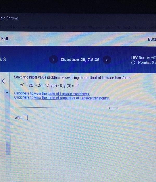 Solved Solve the initial value problem below using the | Chegg.com