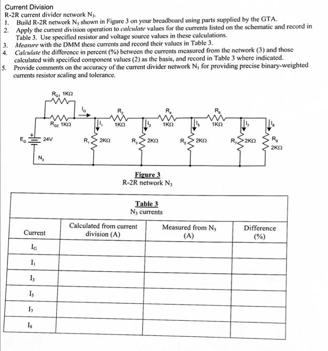Solved Current Division R-2R current divider network Nj. 1. | Chegg.com