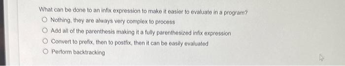 Solved In processing a prefix expression, which part of the | Chegg.com