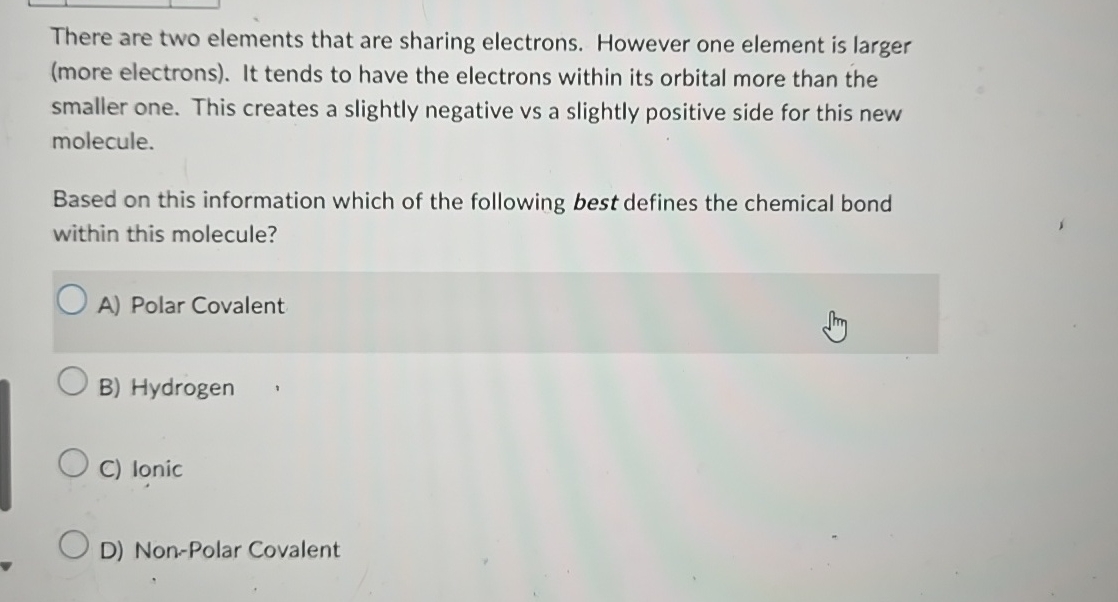 Solved There are two elements that are sharing electrons. | Chegg.com