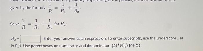 Solved given by the formula R1=R11+R21. Solve R1=R11+R21 for | Chegg.com