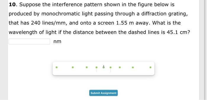 Solved 10. Suppose the interference pattern shown in the | Chegg.com