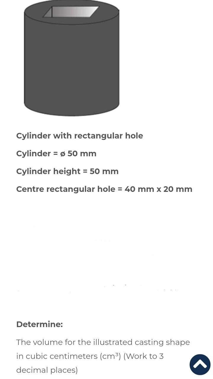 Solved Cylinder with rectangular hole Cylinder = ∅50 mm | Chegg.com