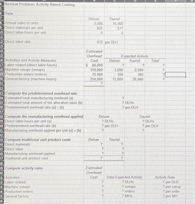 Solved Enter formulas in the cells that contain question | Chegg.com