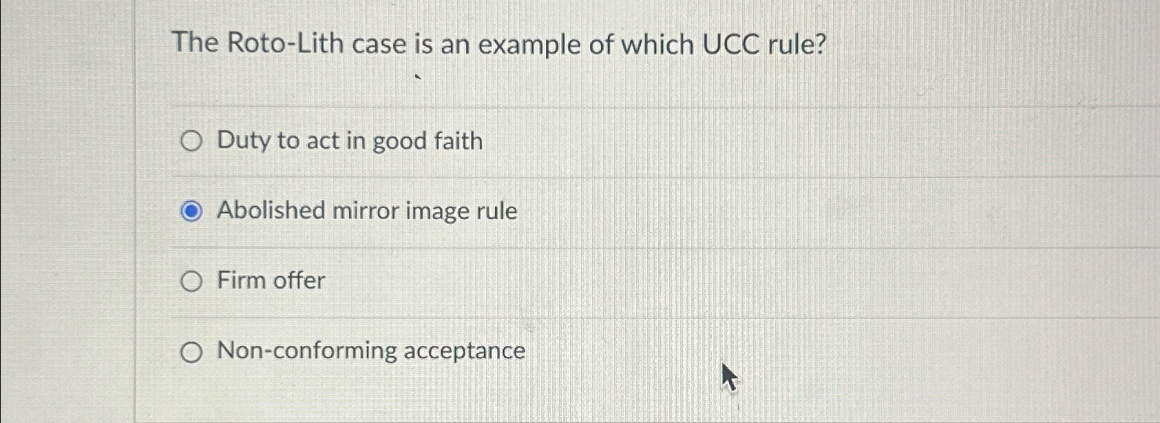 Solved The Roto-Lith case is an example of which UCC | Chegg.com