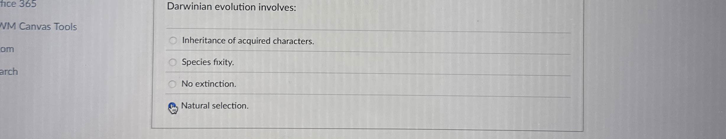 Solved Darwinian evolution involves:Inheritance of acquired | Chegg.com