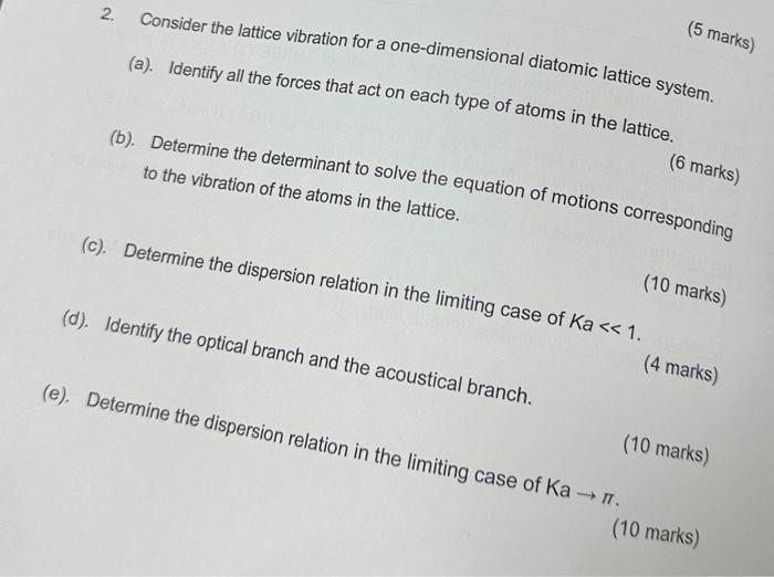 Solved 2. Consider the lattice vibration for a one-dimension | Chegg.com