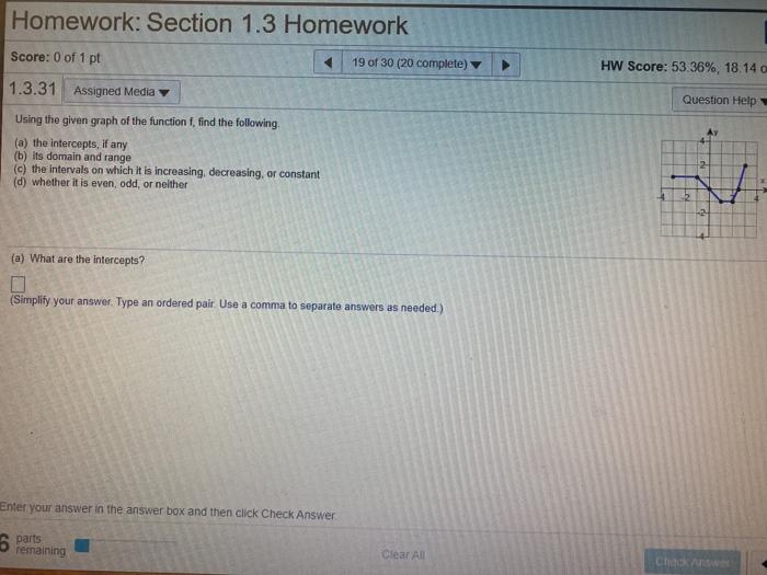 Solved Homework Section 1 3 Homework 19 Of 30 20 Complete