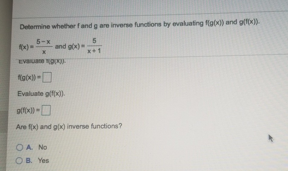 Solved Determine whether f and g are inverse functions by | Chegg.com