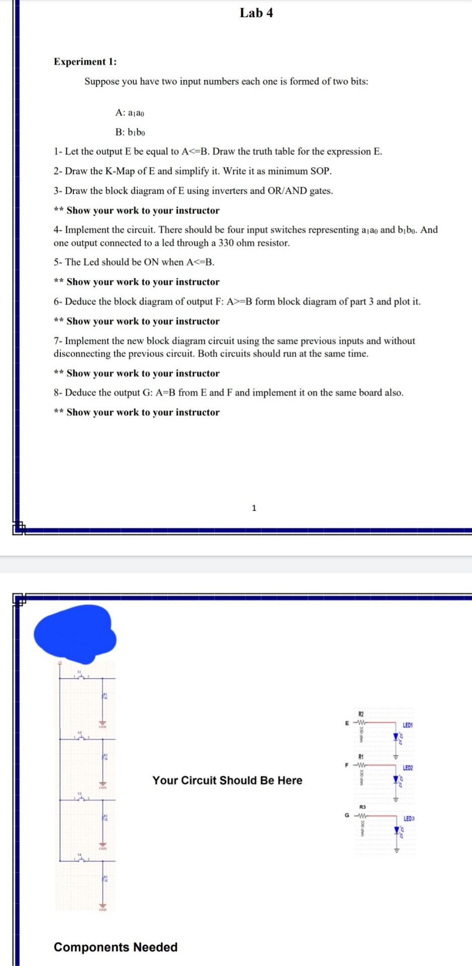 Solved Experiment 1: Suppose you have two input numbers each | Chegg.com