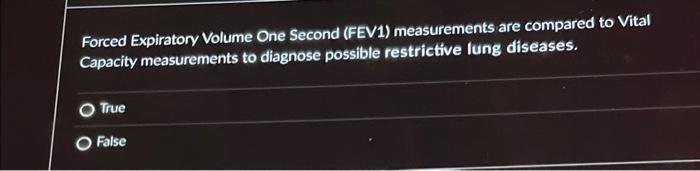 Solved Forced Expiratory Volume One Second (FEV1) | Chegg.com