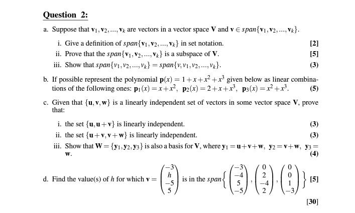 Solved a. Suppose that v1,v2,…,vk are vectors in a vector | Chegg.com