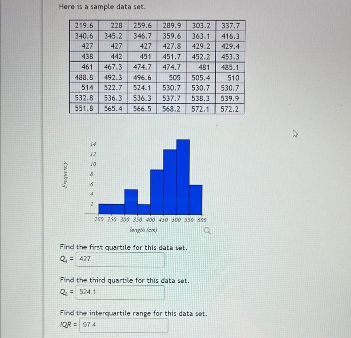 Solved Here is a sample data set. Find the first quartile | Chegg.com