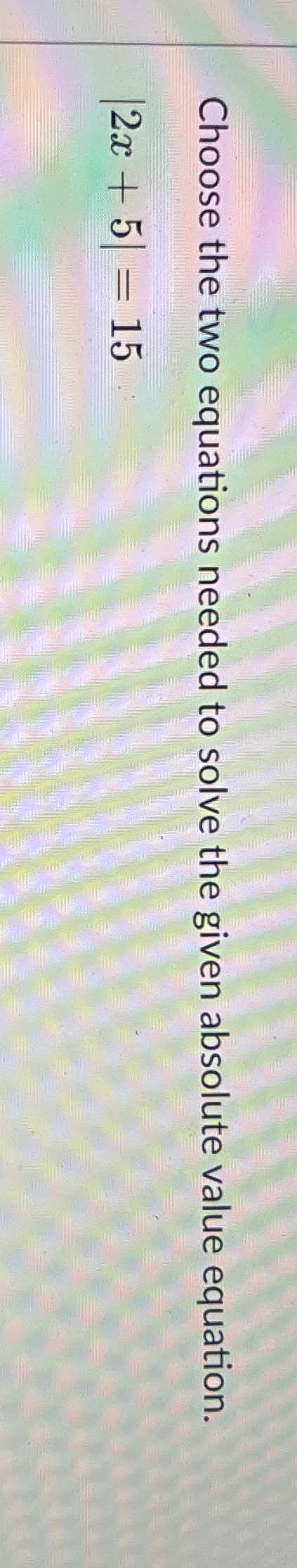 Solved Choose the two equations needed to solve the given | Chegg.com