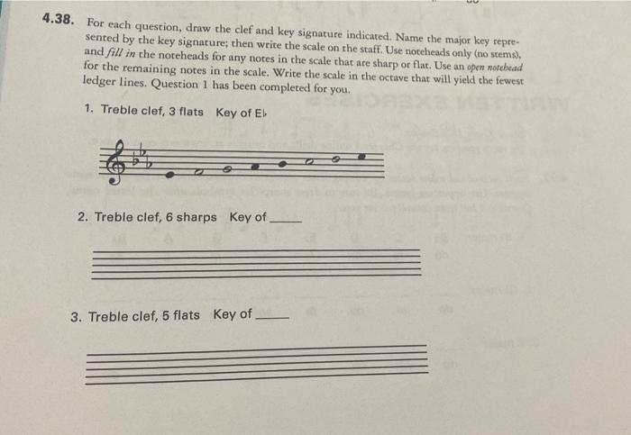 38. For each question, draw the clef and key | Chegg.com