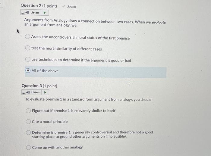 Question 2 (1 point) Saved Listen Arguments from | Chegg.com