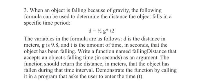 Solved 3. When an object is falling because of gravity, the | Chegg.com