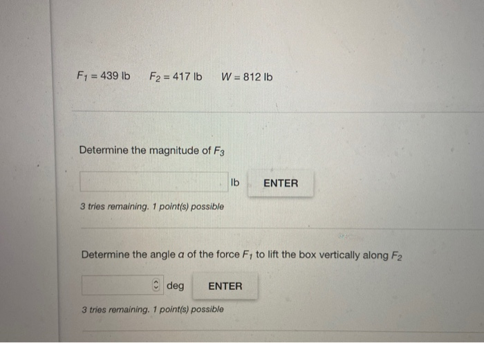Solved Consider the picture below: F3 = ? F2 lb F1 lb a 3 α | Chegg.com