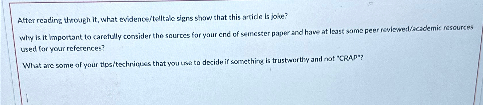 Solved After reading through it, ﻿what evidence/telltale | Chegg.com
