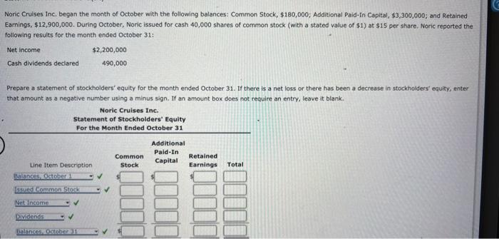 Solved Noric Cruises Inc, began the month of October with | Chegg.com Solved Noric Cruises Inc, began the month of October with | Chegg.com