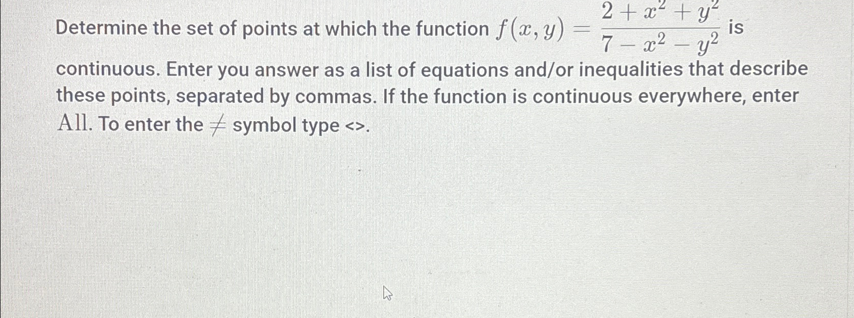 Solved Determine the set of points at which the function | Chegg.com