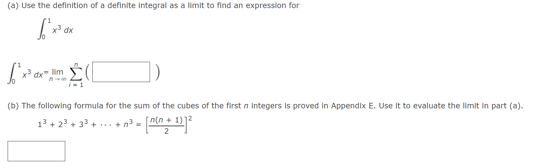 Solved (b) ﻿The following formula for the sum of the cubes | Chegg.com