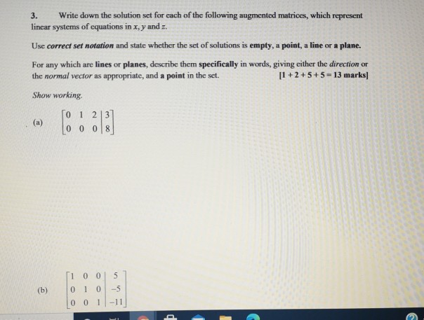 Solved 3. Write down the solution set for each of the | Chegg.com