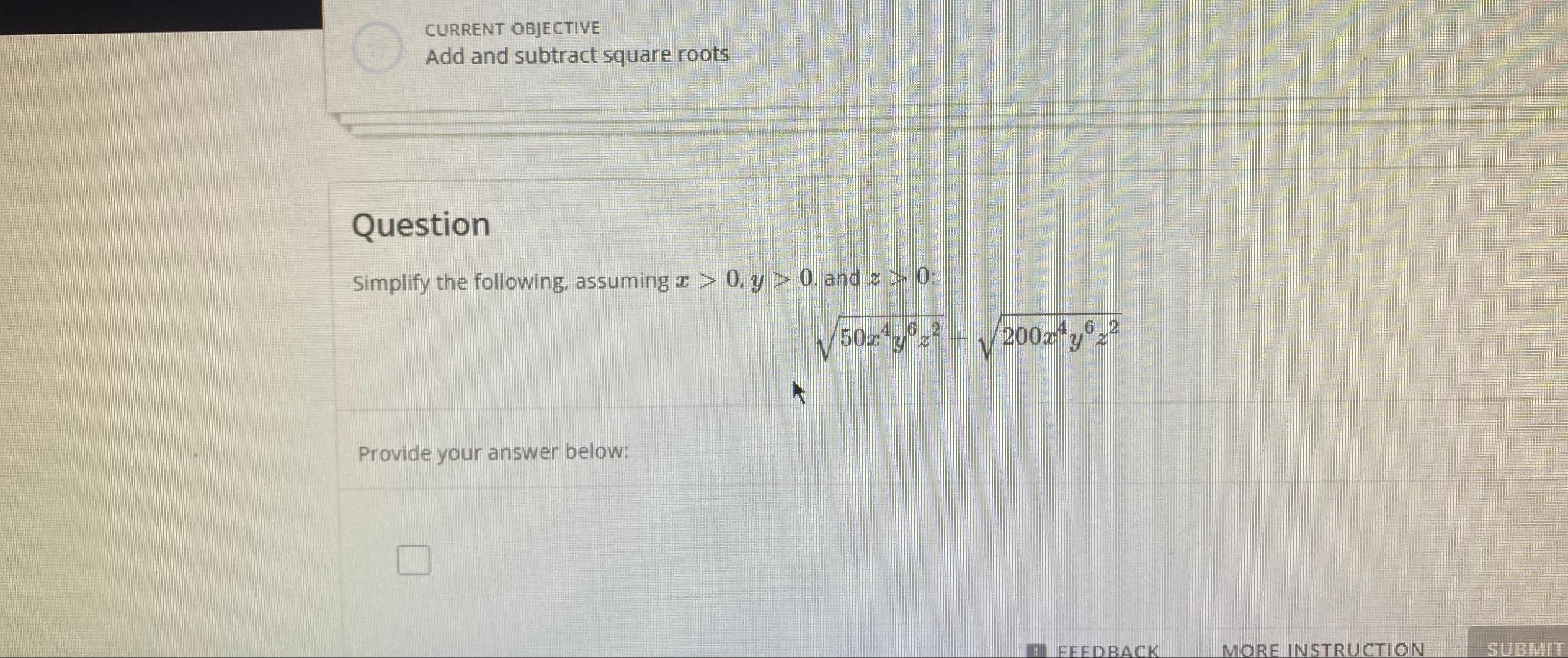 Solved CURRENT OBJECTIVEAdd and subtract square | Chegg.com