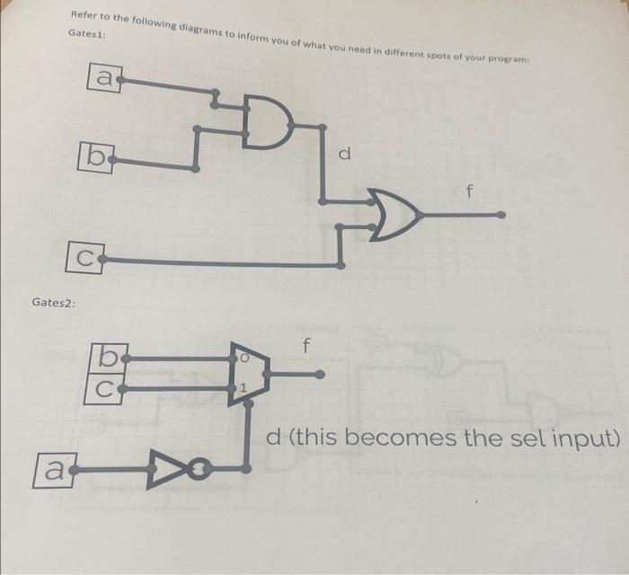 Solved Refer to Gates1: Gates2: d (this becomes the sel | Chegg.com