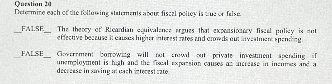 Solved Question 20Determine each of the following statements | Chegg.com