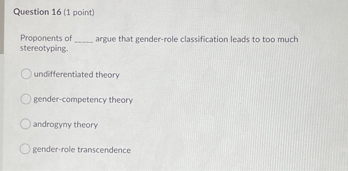 Solved Question 16 (1 point) Proponents of ____ argue that | Chegg.com