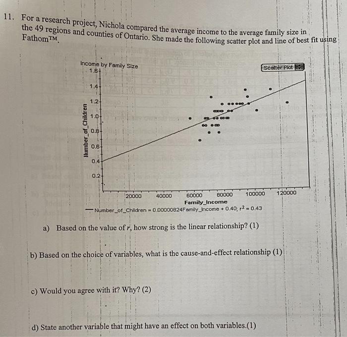 Solved 11. For a research project, Nichola compared the | Chegg.com