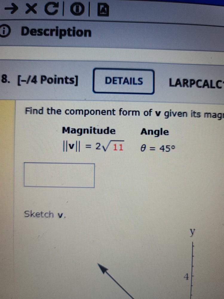 Solved Find the component form of v given its magnitude and | Chegg.com