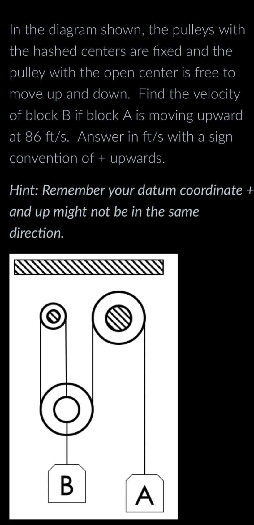 Solved In the diagram shown, the pulleys with the hashed | Chegg.com