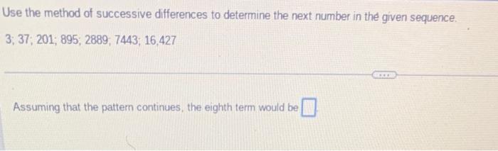 Solved Use the method of successive differences to determine | Chegg.com