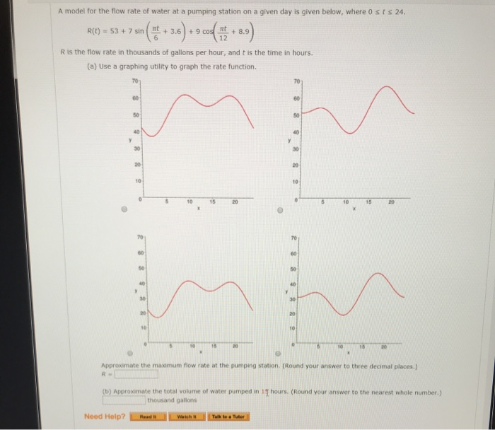 Solved A model for the flow rate of water at a pumping | Chegg.com