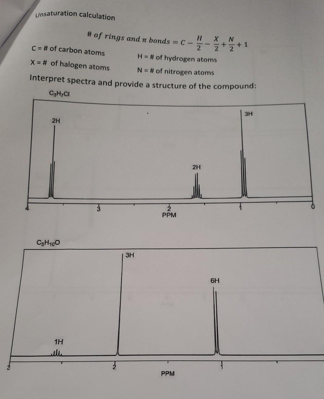 Solved Unsaturation calculation # of rings and Tt bonds = C | Chegg.com