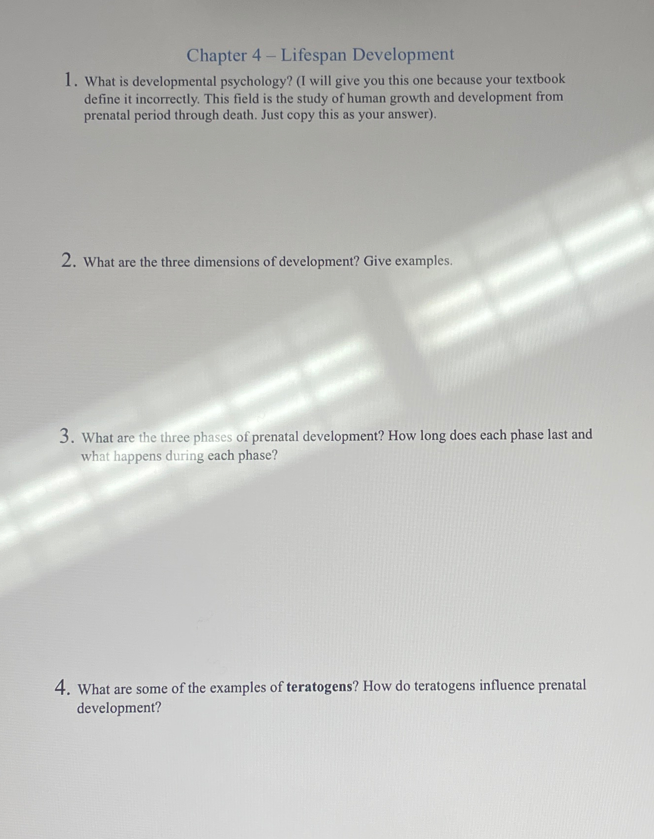 Solved Chapter 4 - ﻿Lifespan DevelopmentWhat is | Chegg.com