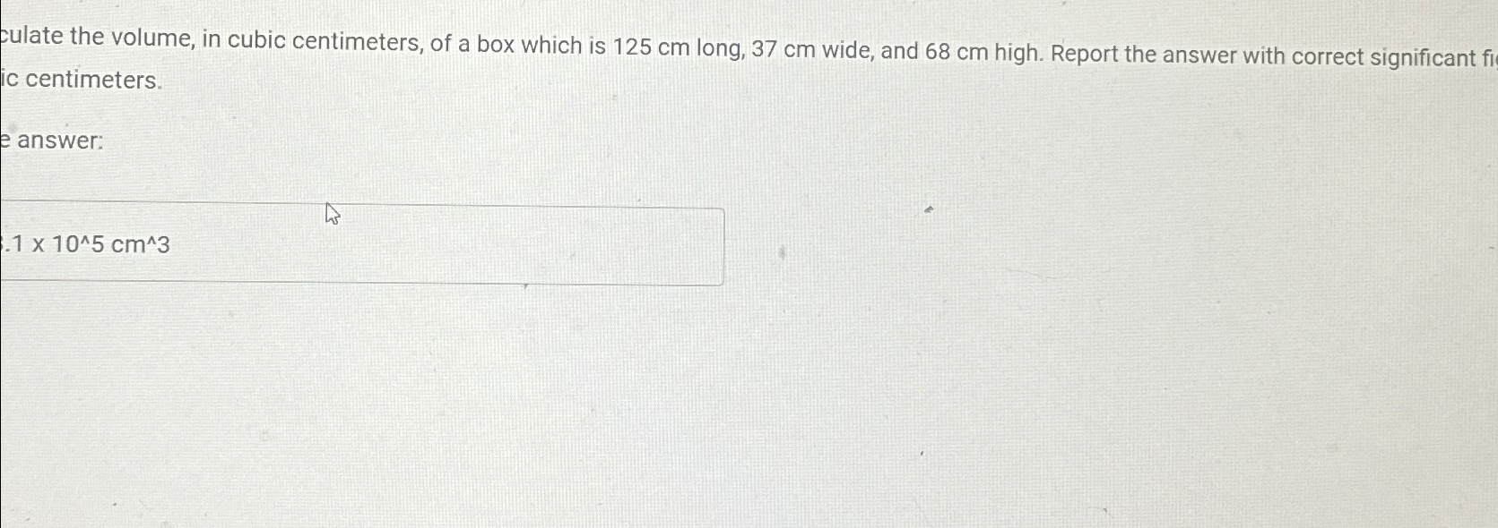 Solved fulate the volume, in cubic centimeters, of a box | Chegg.com