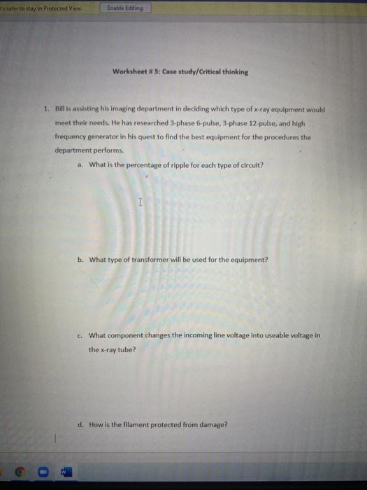 Solved set to stay in Protected View Enable Editing | Chegg.com