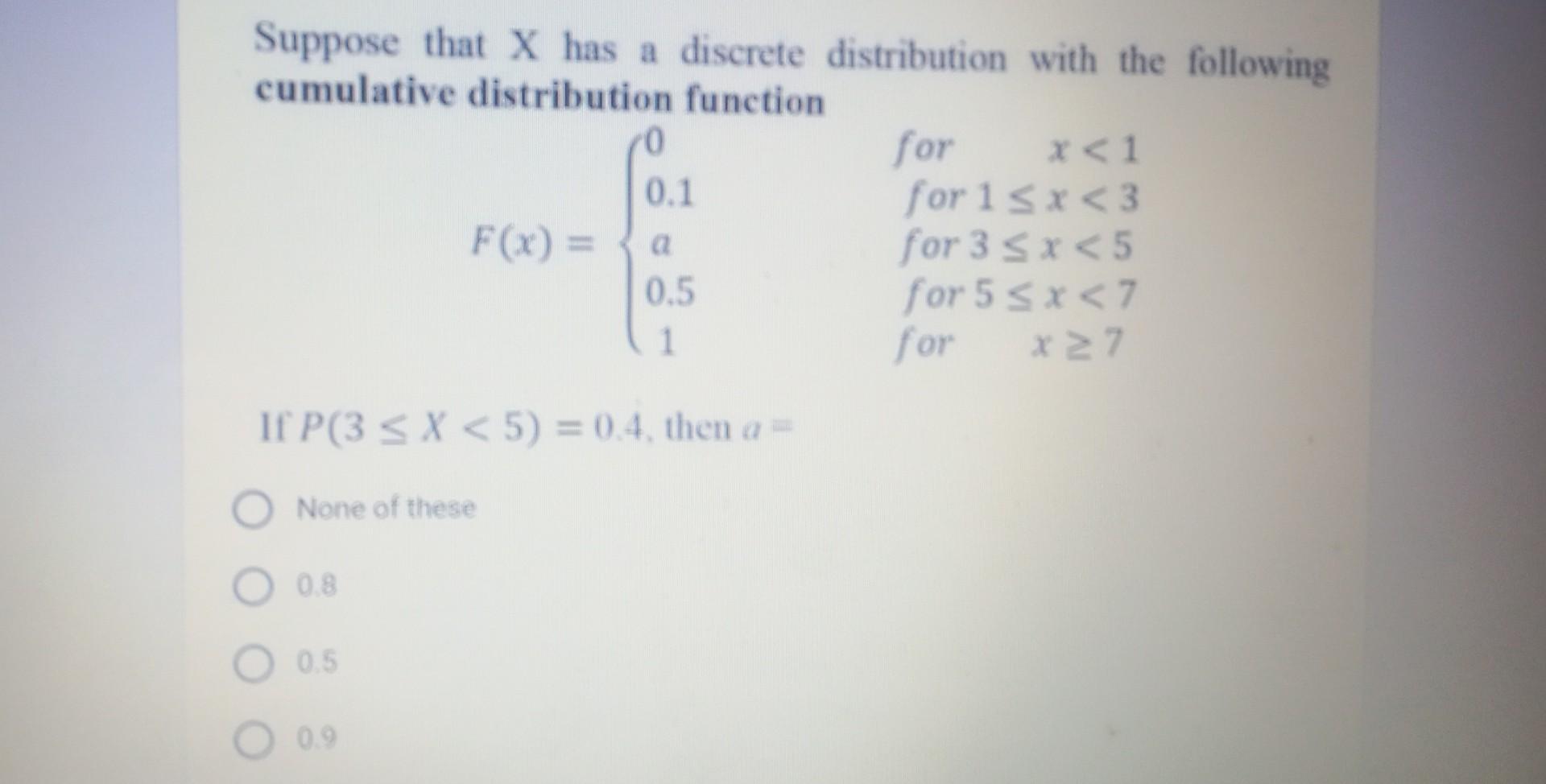 Solved Suppose that X has a discrete distribution with the | Chegg.com