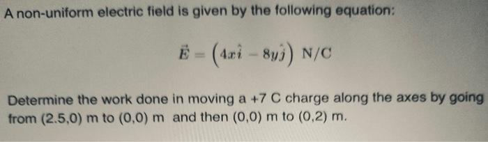 Solved A non-uniform electric field is given by the | Chegg.com