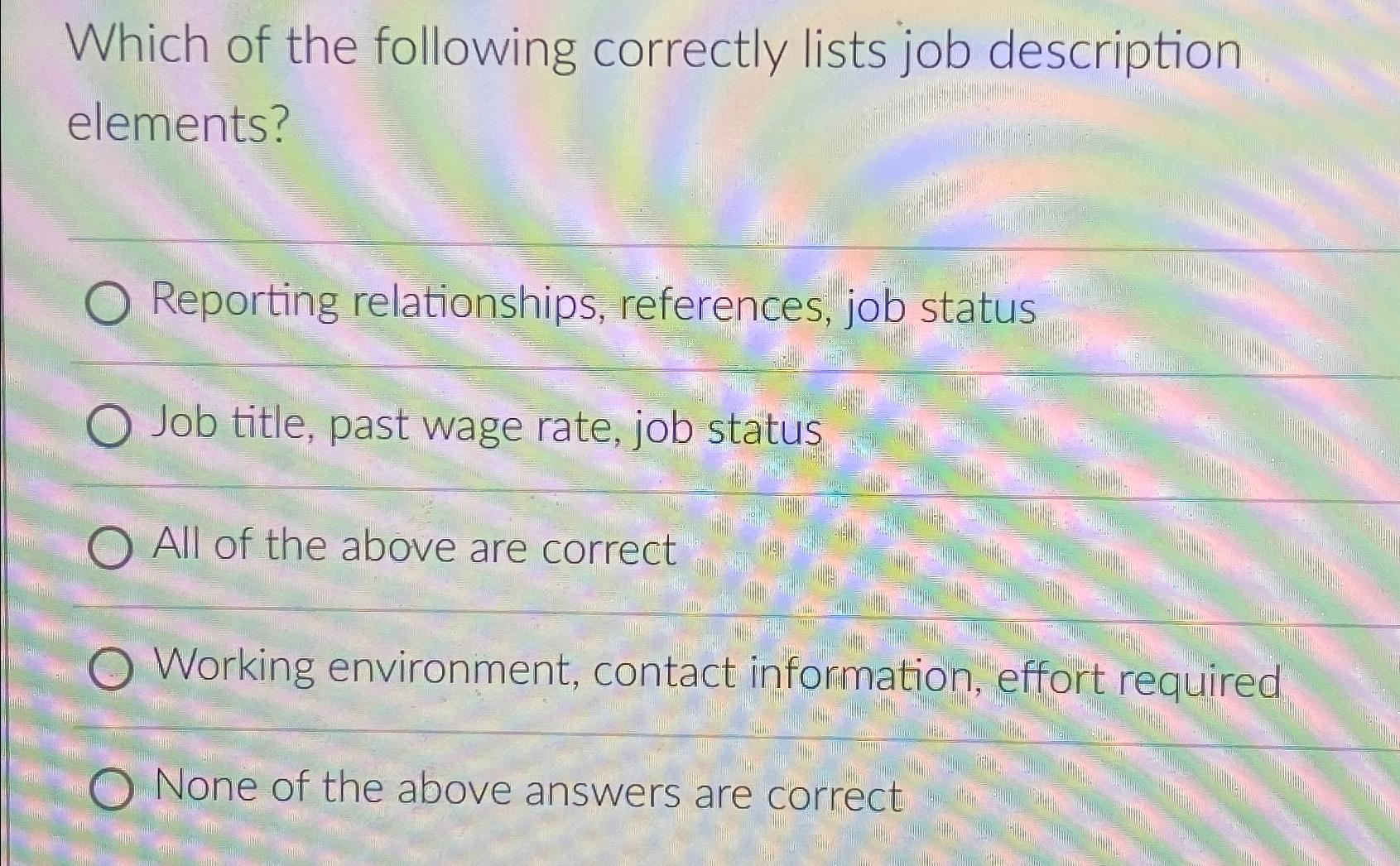 Solved Which of the following correctly lists job | Chegg.com