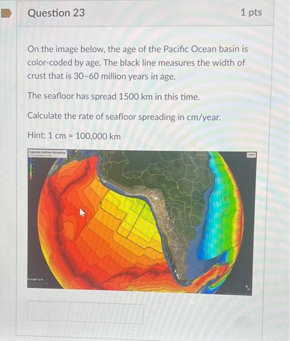 Solved On the image below, the age of the Pacific Ocean | Chegg.com