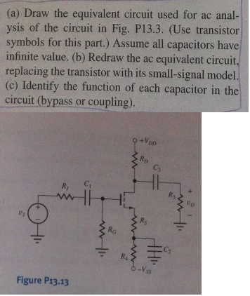 Solved Draw the equivalent circuit used for ac analysis of | Chegg.com