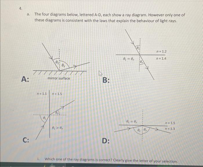 Solved i. which of the ray diagrams is correct? Clearly give | Chegg.com