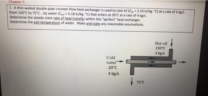 Solved Chapter 5 3. A thin-walled double-pipe counter-flow | Chegg.com