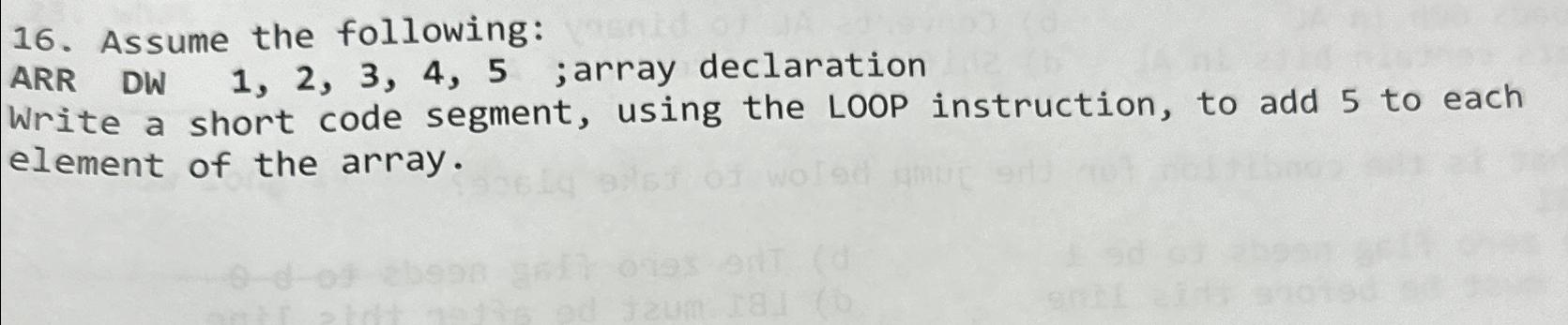 Solved Assume the following:ARR DW 1,2,3,4,5; array | Chegg.com